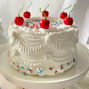 Fake Red, White and Blue Cake, 8.5 Inch Fake Cake, Faux Food, Blue and ...