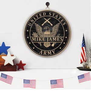 Personalized Army Father's Day Round Wood Sign Home Décor - Eagle ...