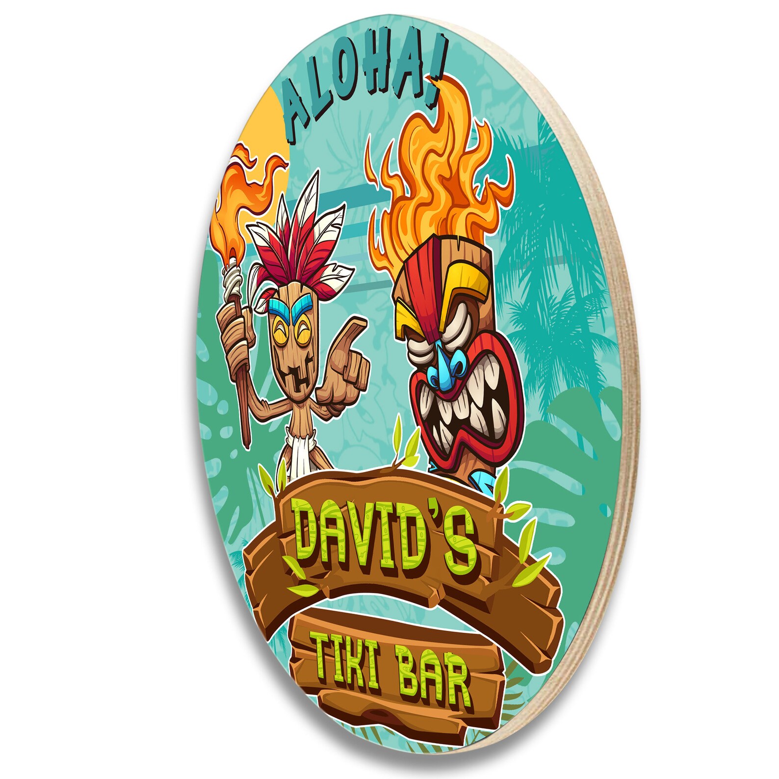 Customize Tiki Bar Sign Aloha With Tiki Symbol Tropical Bar - Etsy