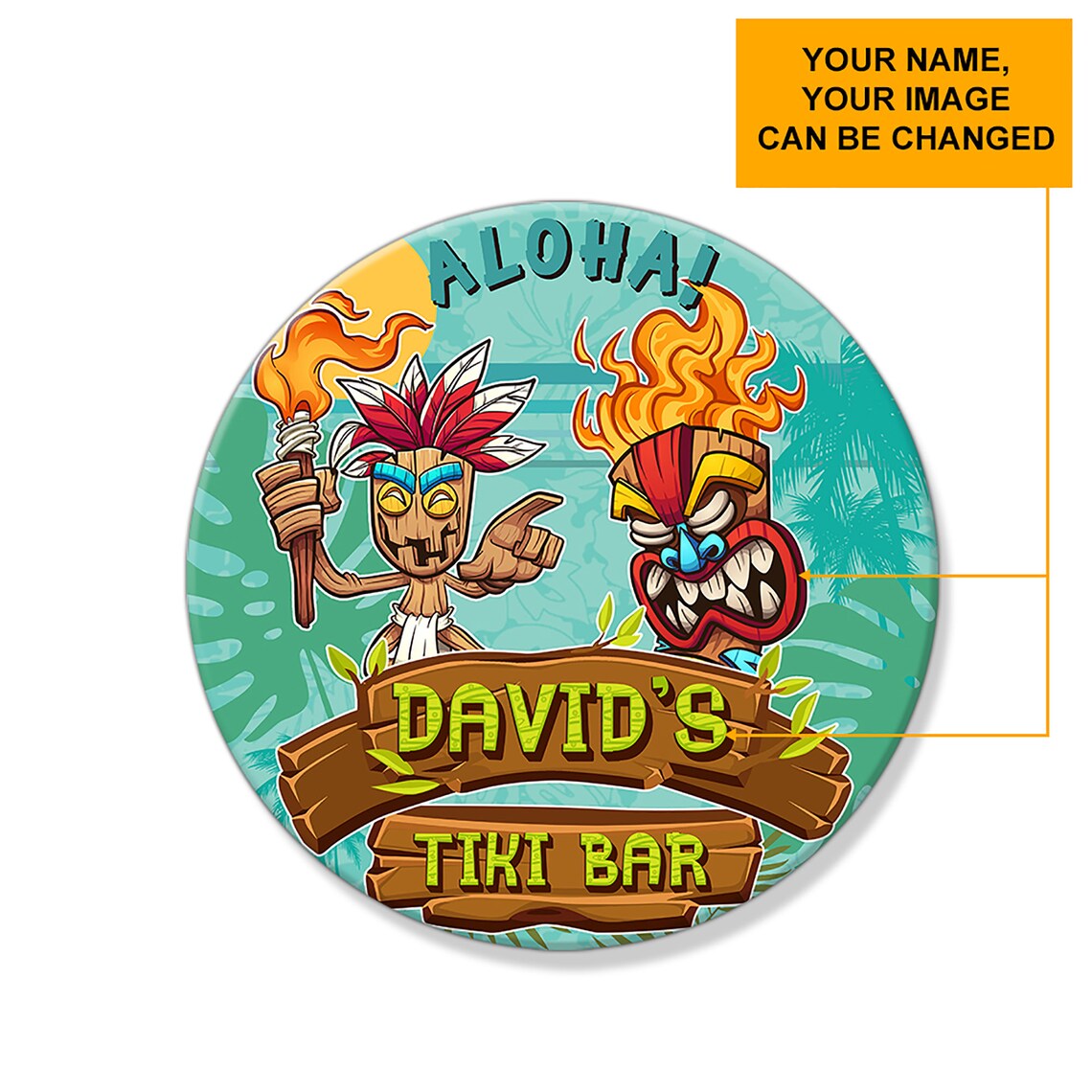 Customize Tiki Bar Sign Aloha With Tiki Symbol Tropical Bar - Etsy