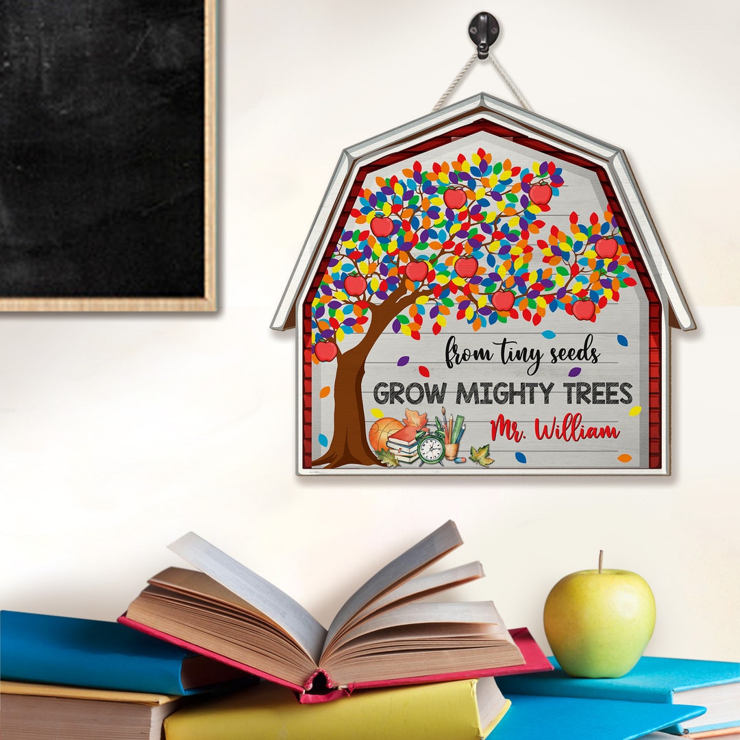 Personalized Teacher Tree Custom Shape Wood Sign, Teacher Appreciation ...