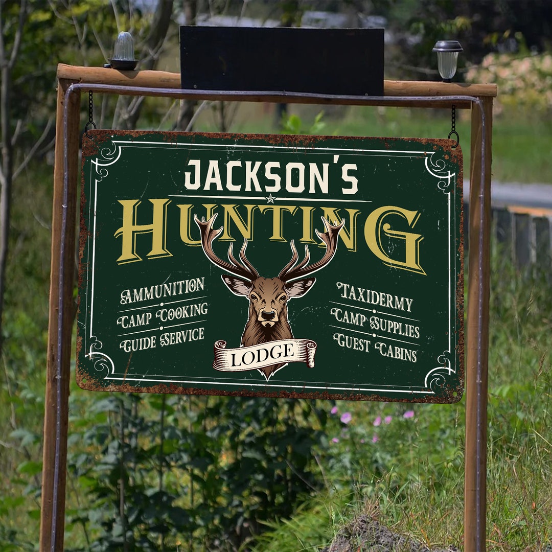 Personalized Hunting Lodge Metal Sign - Gone Hunting Sign, Deer Hunting ...