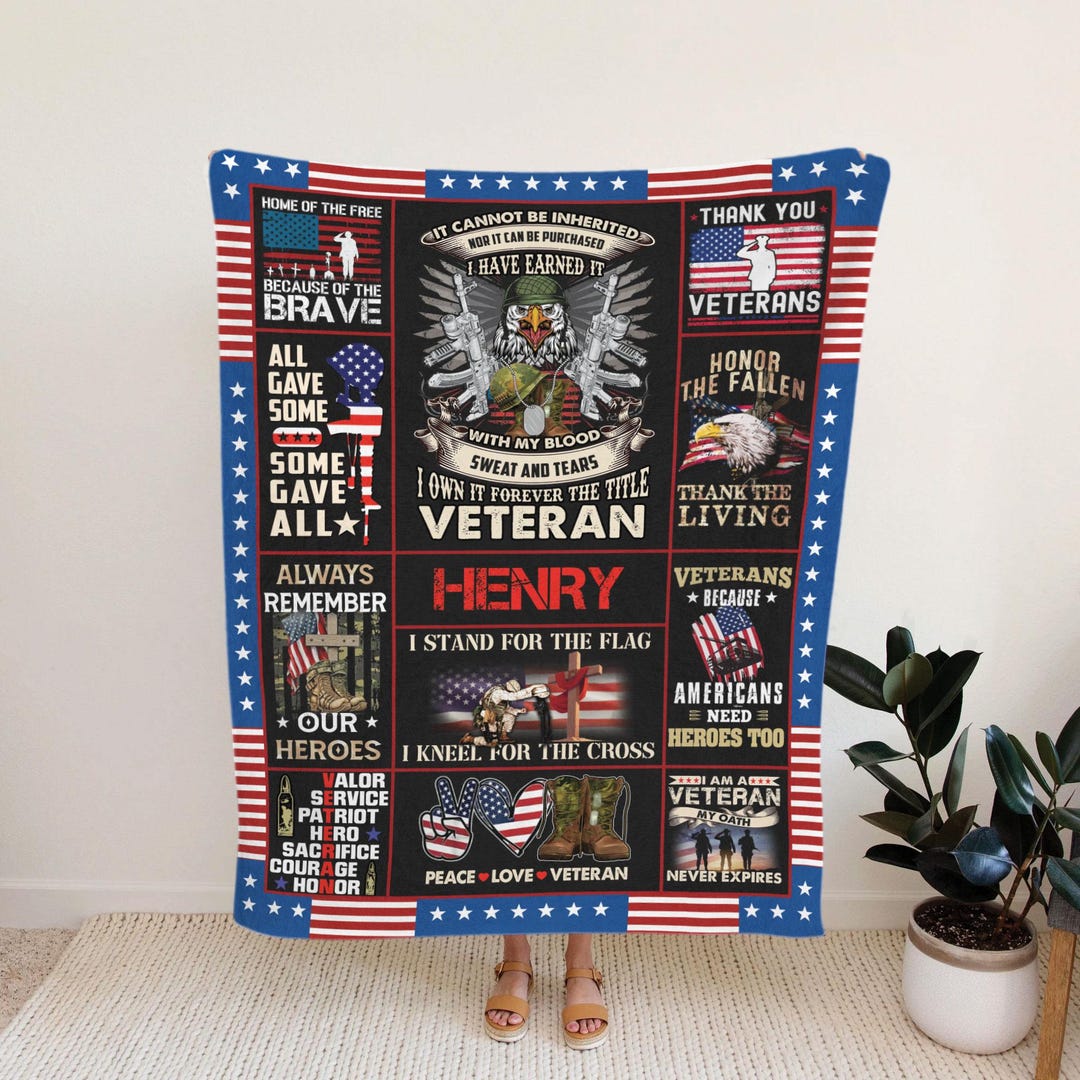 Personalized Veteran Throw Blanket, Veteran Gifts for Men Soldiers ...