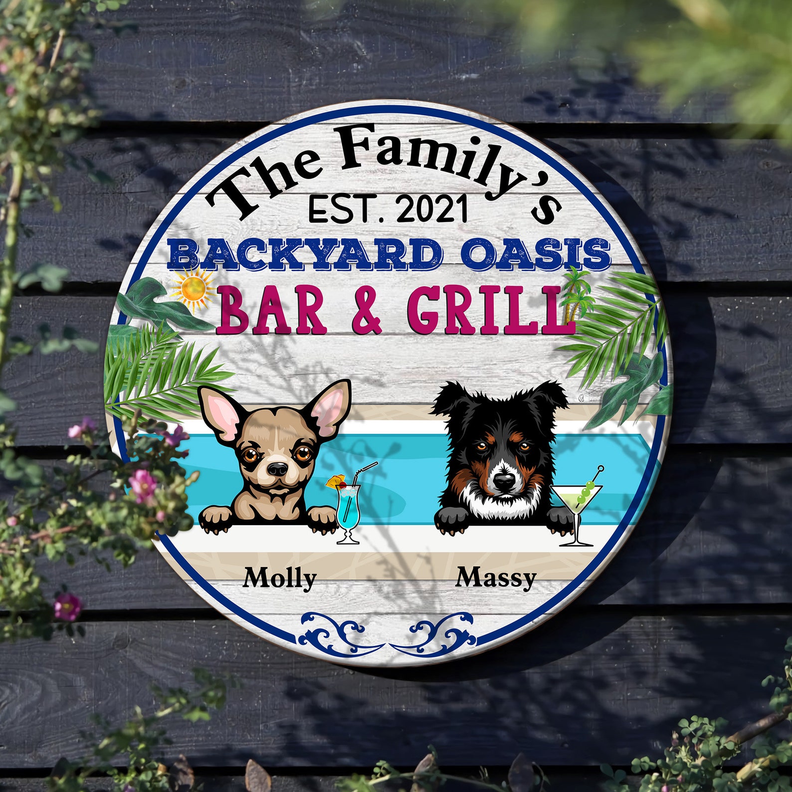 Customized Dogs Wall Décor Backyard Oasis Bark & Grill | Etsy
