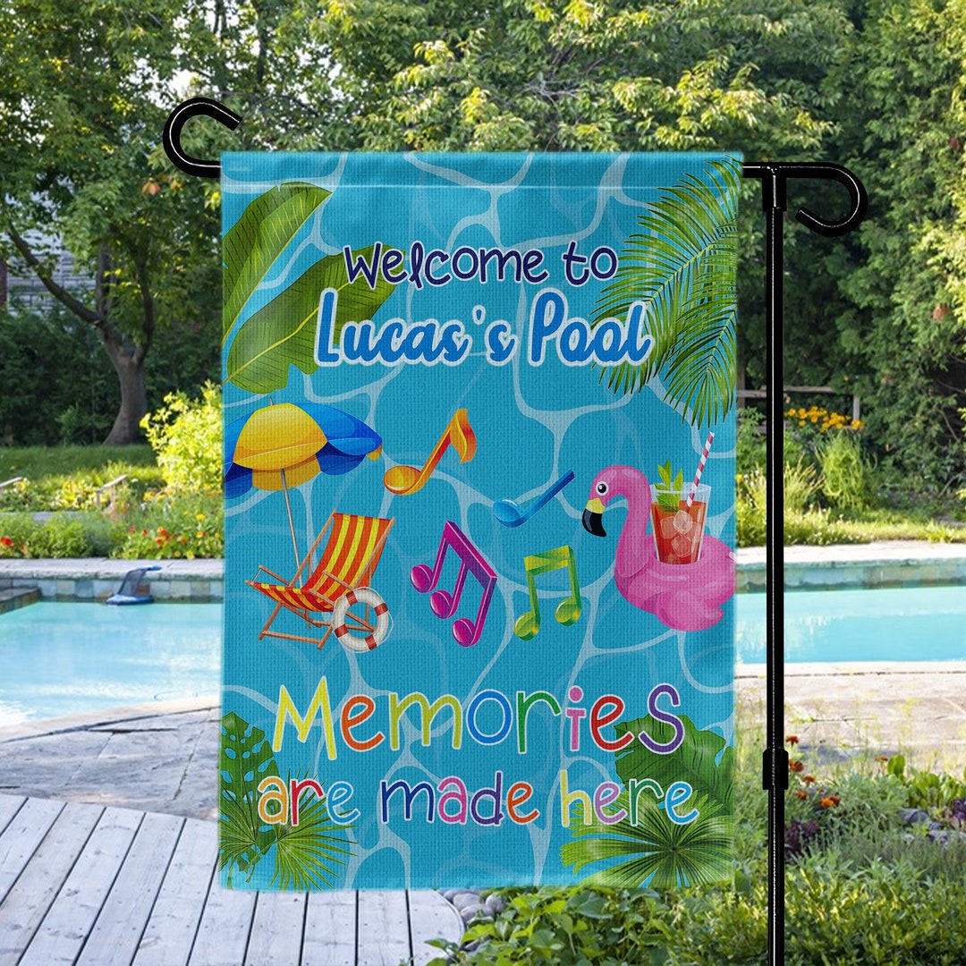 Personalized Welcome Pool Garden Flag With Custom Name Decor for ...