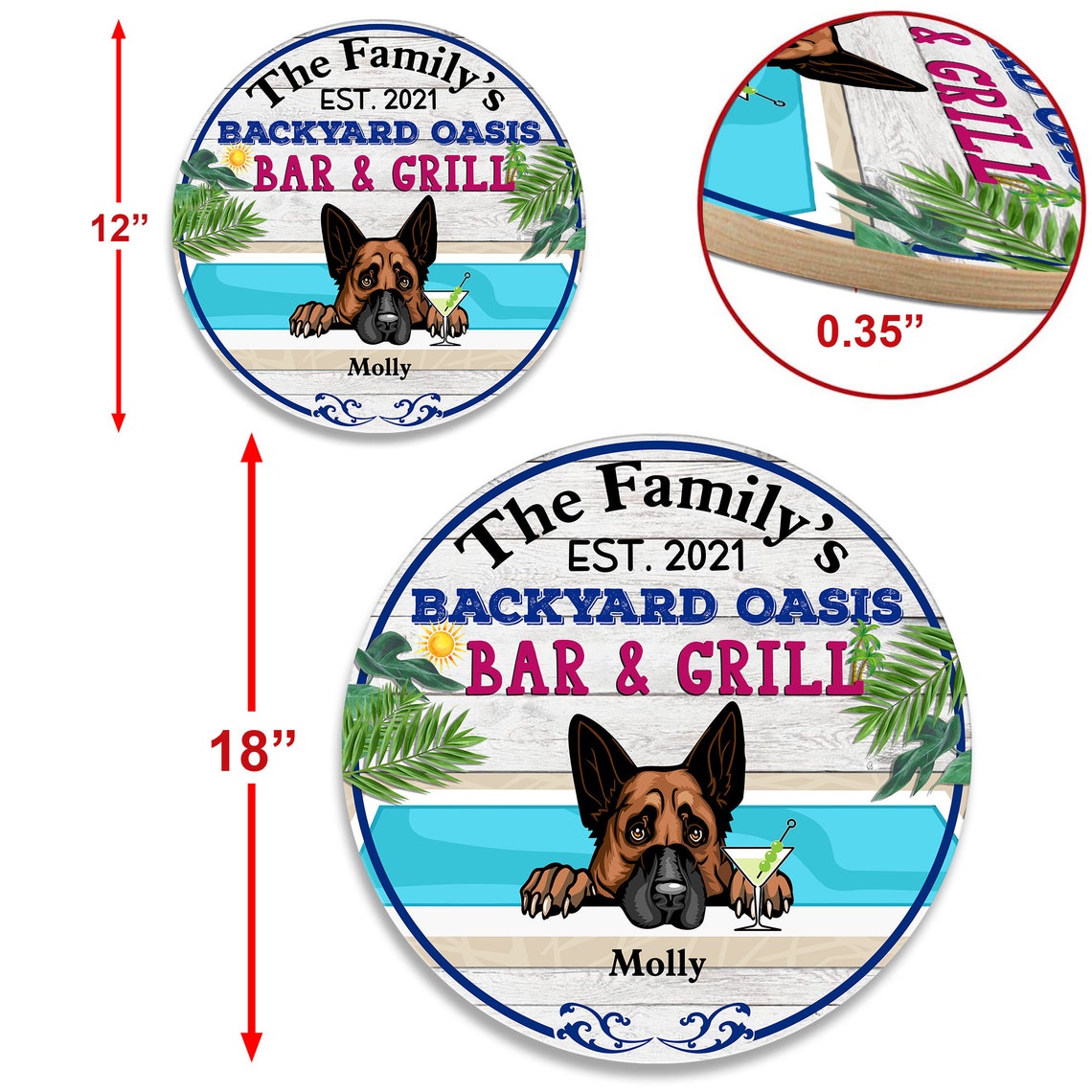 Customized Dogs Wall Décor Backyard Oasis Bark & Grill | Etsy