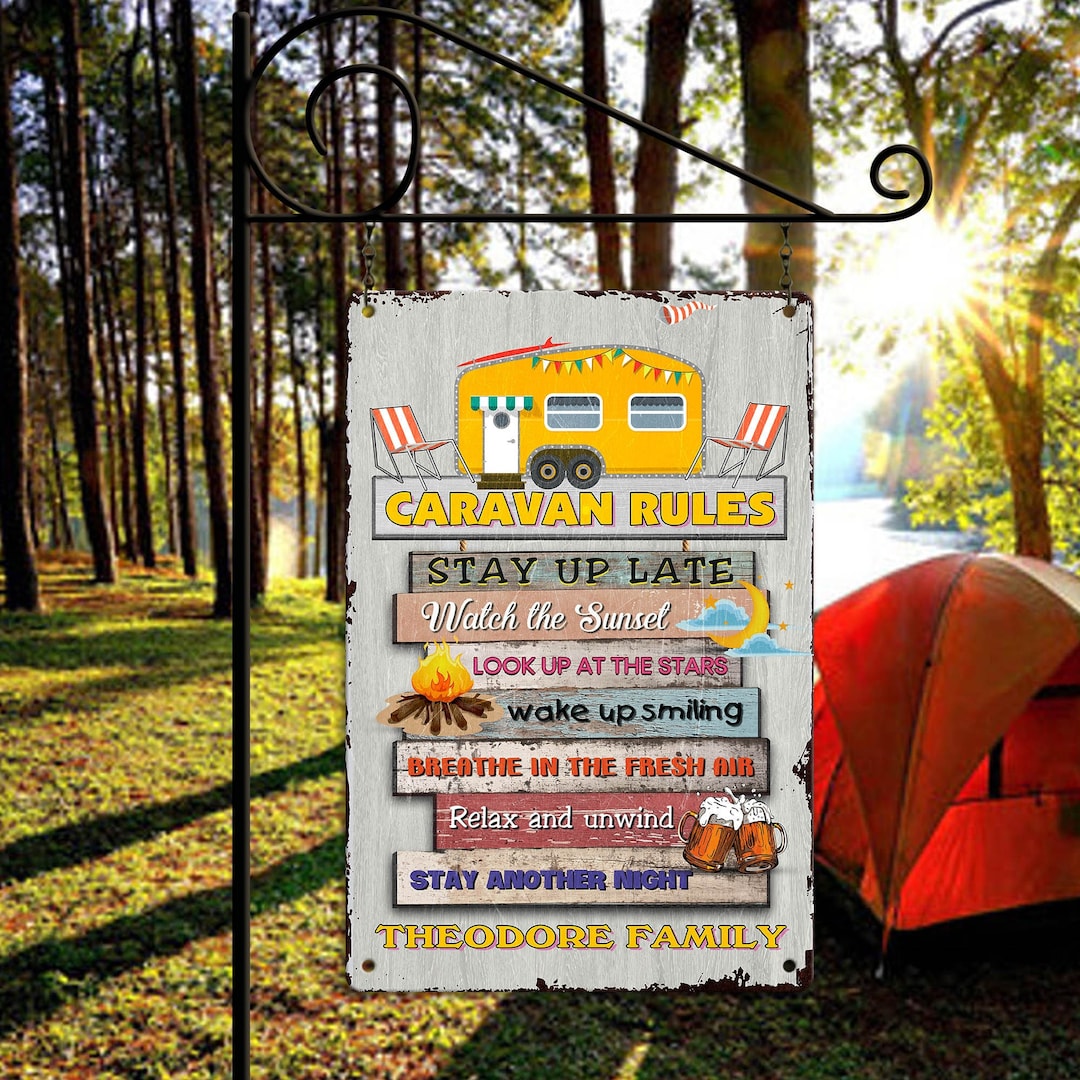 Personalized Metal Camping Signs Caravan Rule Customized Printed Metal ...