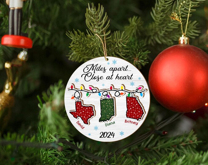 Custom Long Distance Relationship Christmas Ornament, Long Distance ...