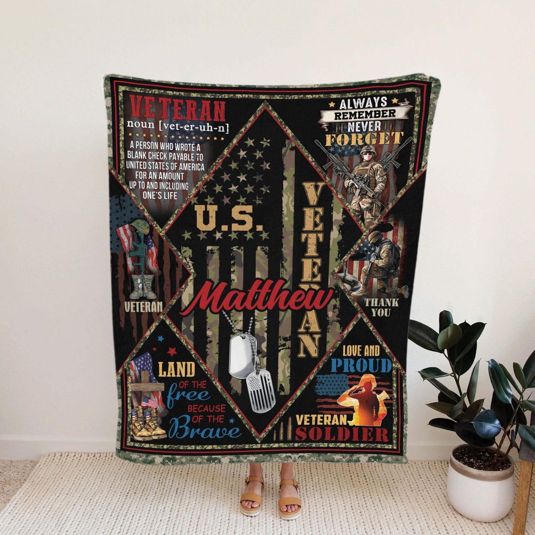 Customized Army Veterans Gifts, Soft Warm Blanket Thank You Gifts for ...