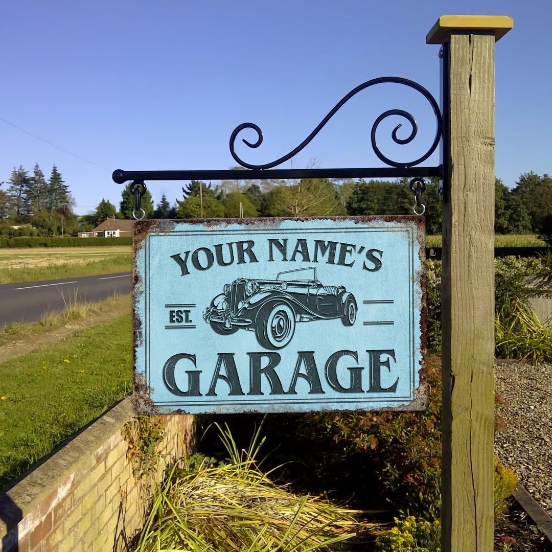 Personalized Garage Metal Workshop Sign Customized Name Garage Signs ...
