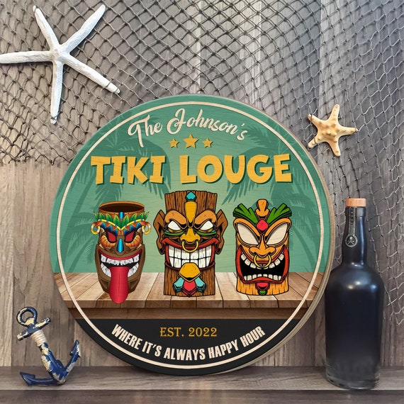 Nekoprint Personalized Tiki Bar Sign Where Its Always Happy - Etsy