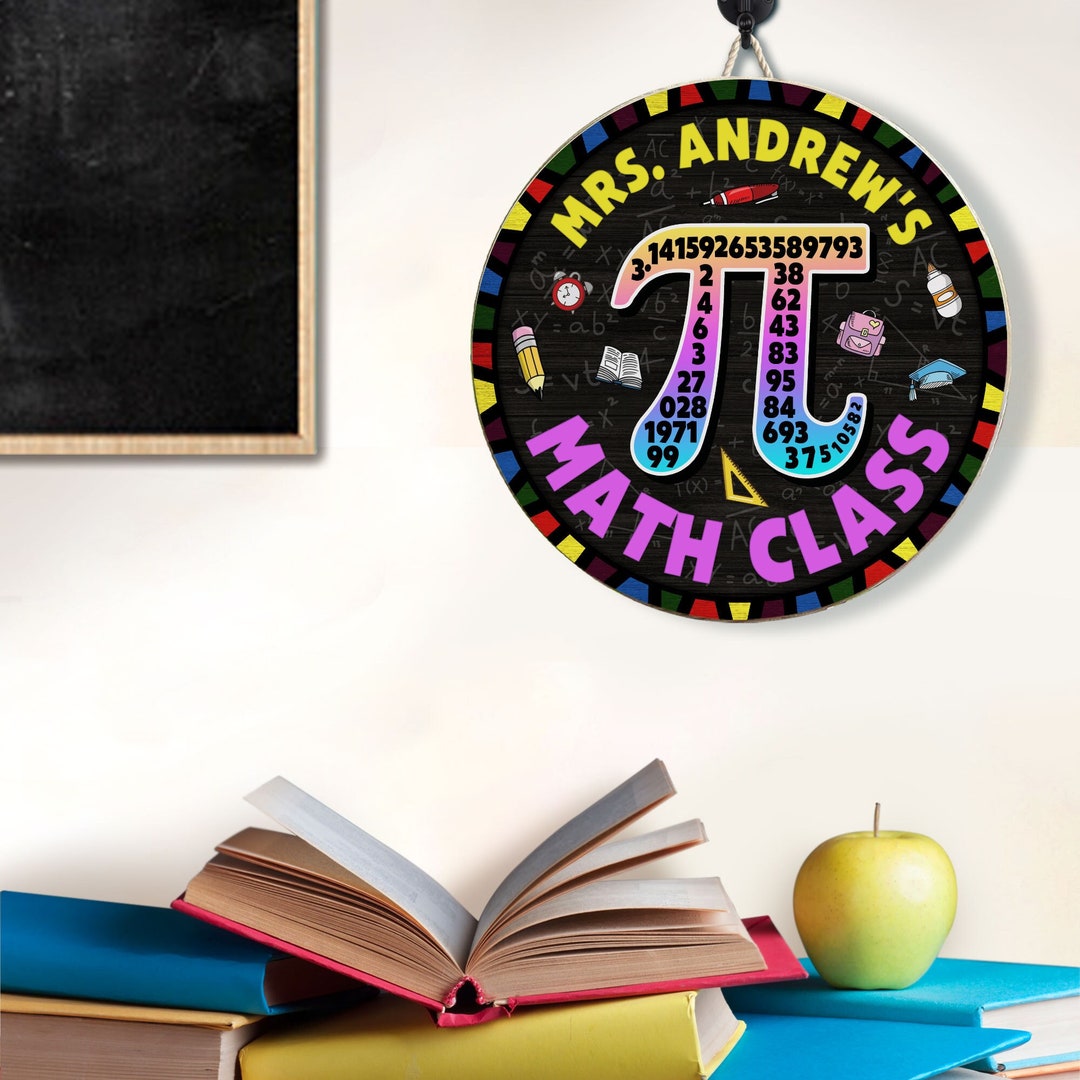 Personalized Teacher Math Round Wood Sign, Welcome Sign Gifts for ...