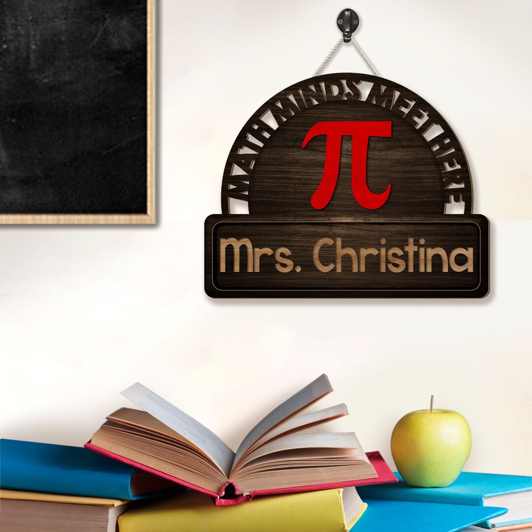 Personalized Math Teacher Wood Sign Wall or Door Hanger, Table Decor ...