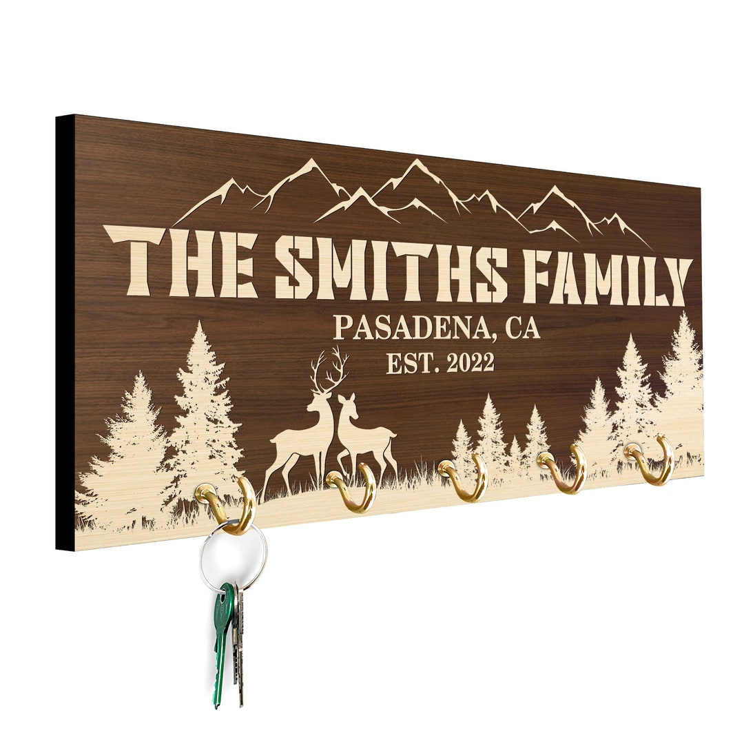 Personalized Wooden Key Holder for Wall, Customized Key Hook With ...