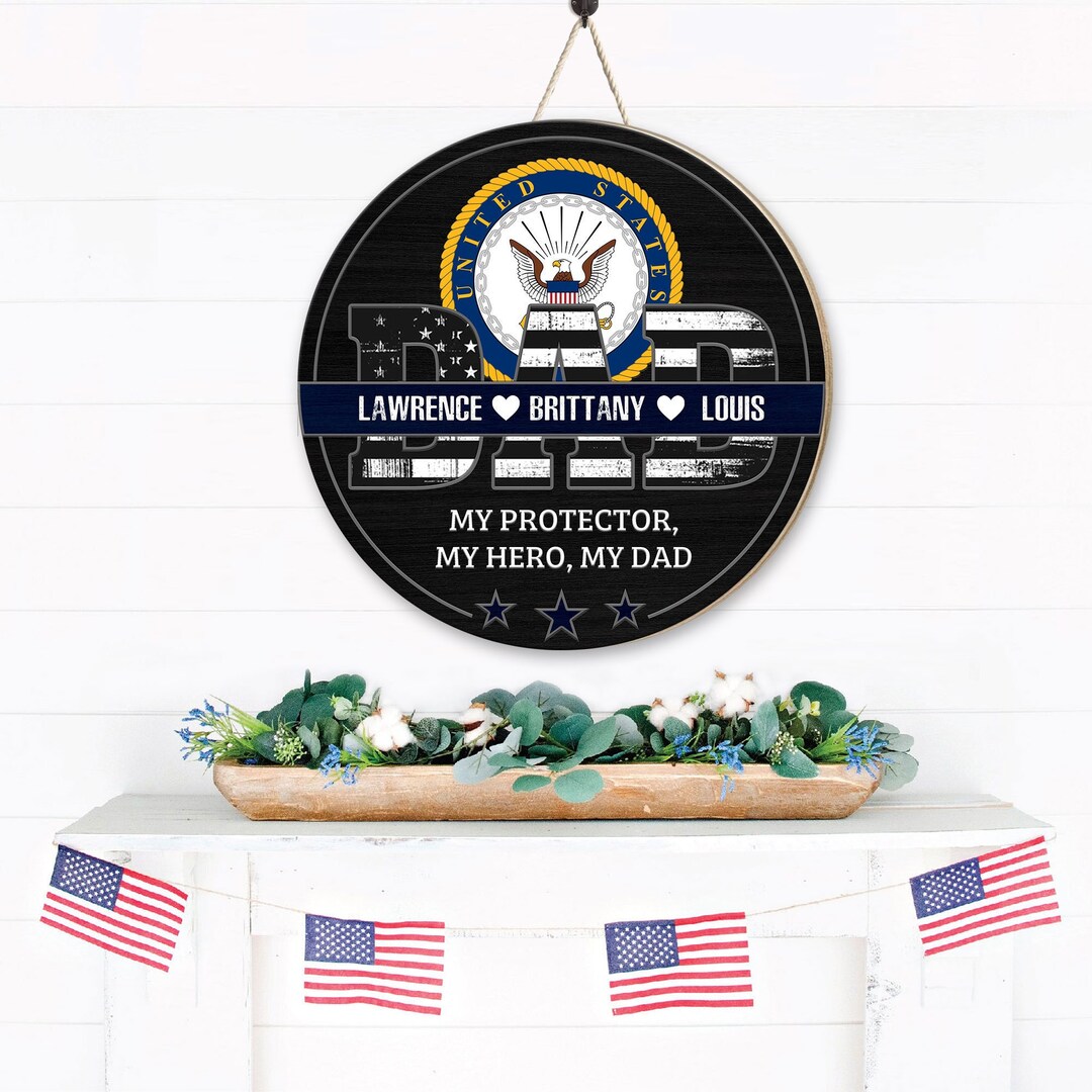 Personalized Army Father's Day Round Wood Sign Home Décor for Dad - My ...