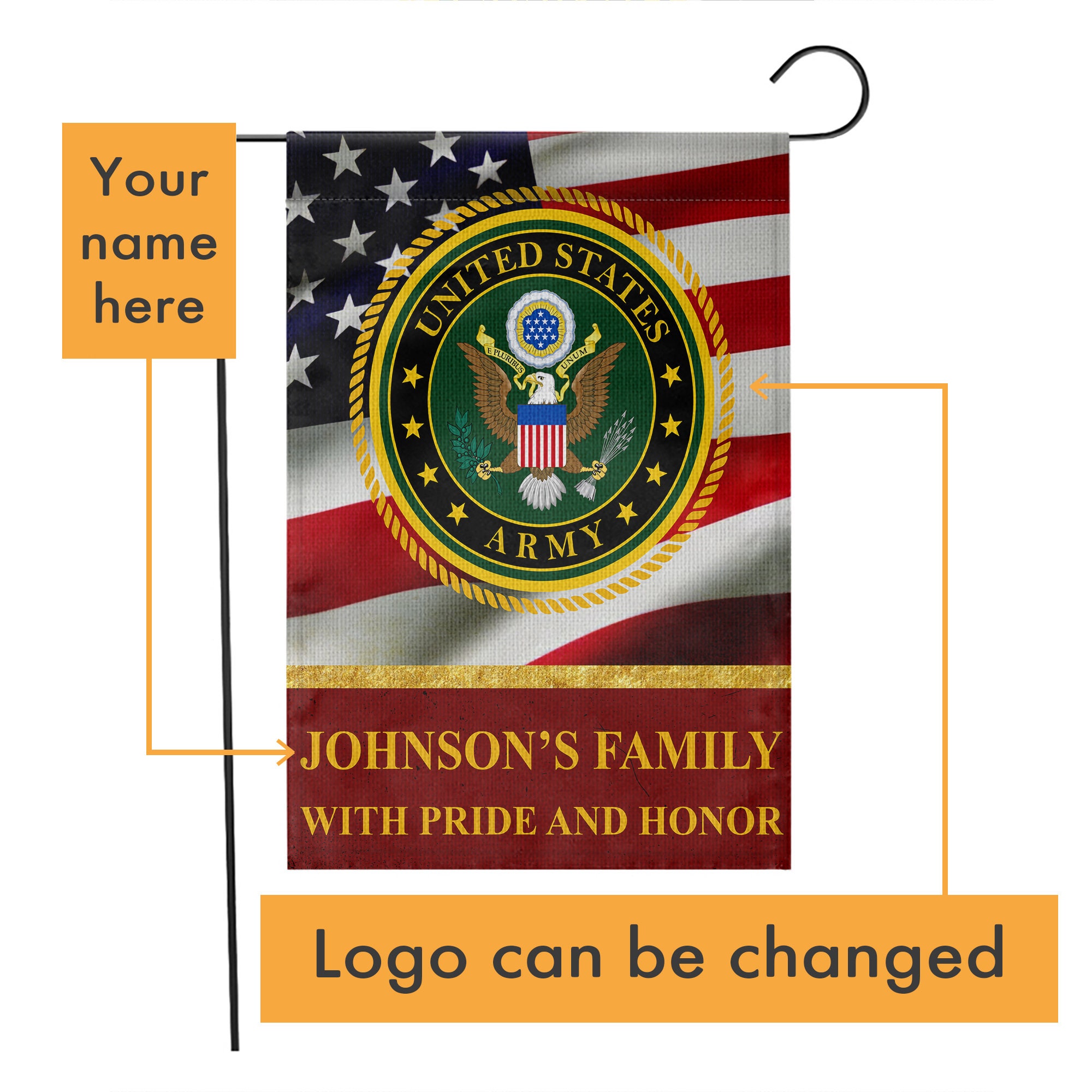 Personalized US Army Veteran Flag American Military Memorial - Etsy