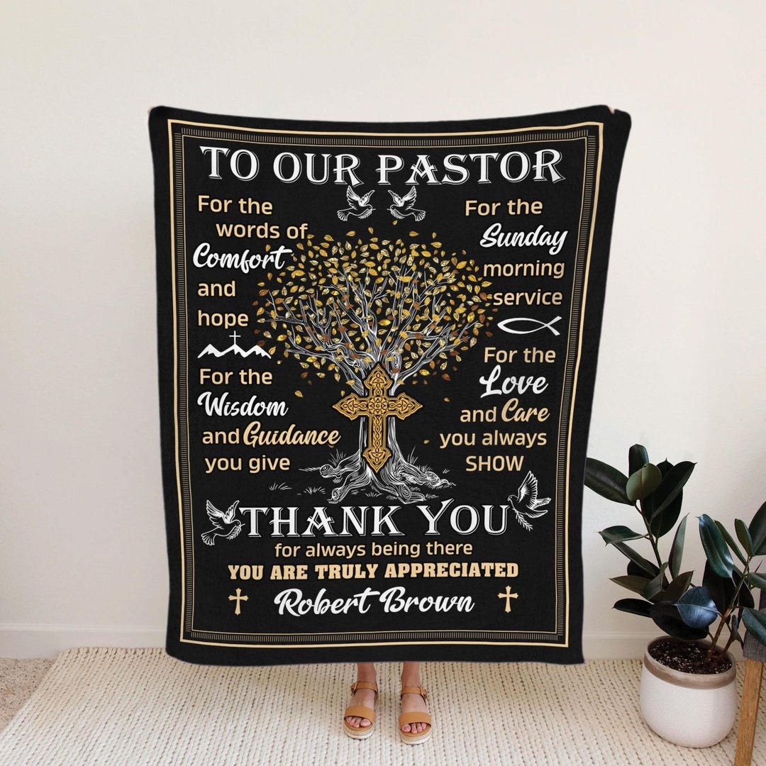 Personalized Pastor Appreciation Gifts Throw Blanket, Inspirational ...