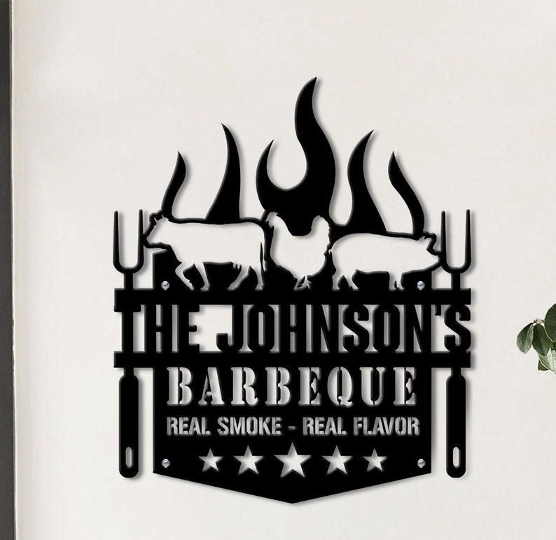 Personalized BBQ Grill Metal Sign: Custom Name Wall Art Decor - Etsy