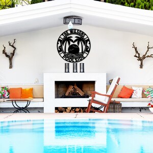 Personalized Metal Family Pool Sign for Outdoor. Wall Art Swimming ...