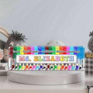 Personalized Teacher Name Sign. Classroom Rectangle Acrylic Plaque Desk ...