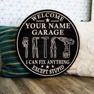 Customized Garage Name Wood Sign Indoor/outdoor - Funny Vintage Style I ...