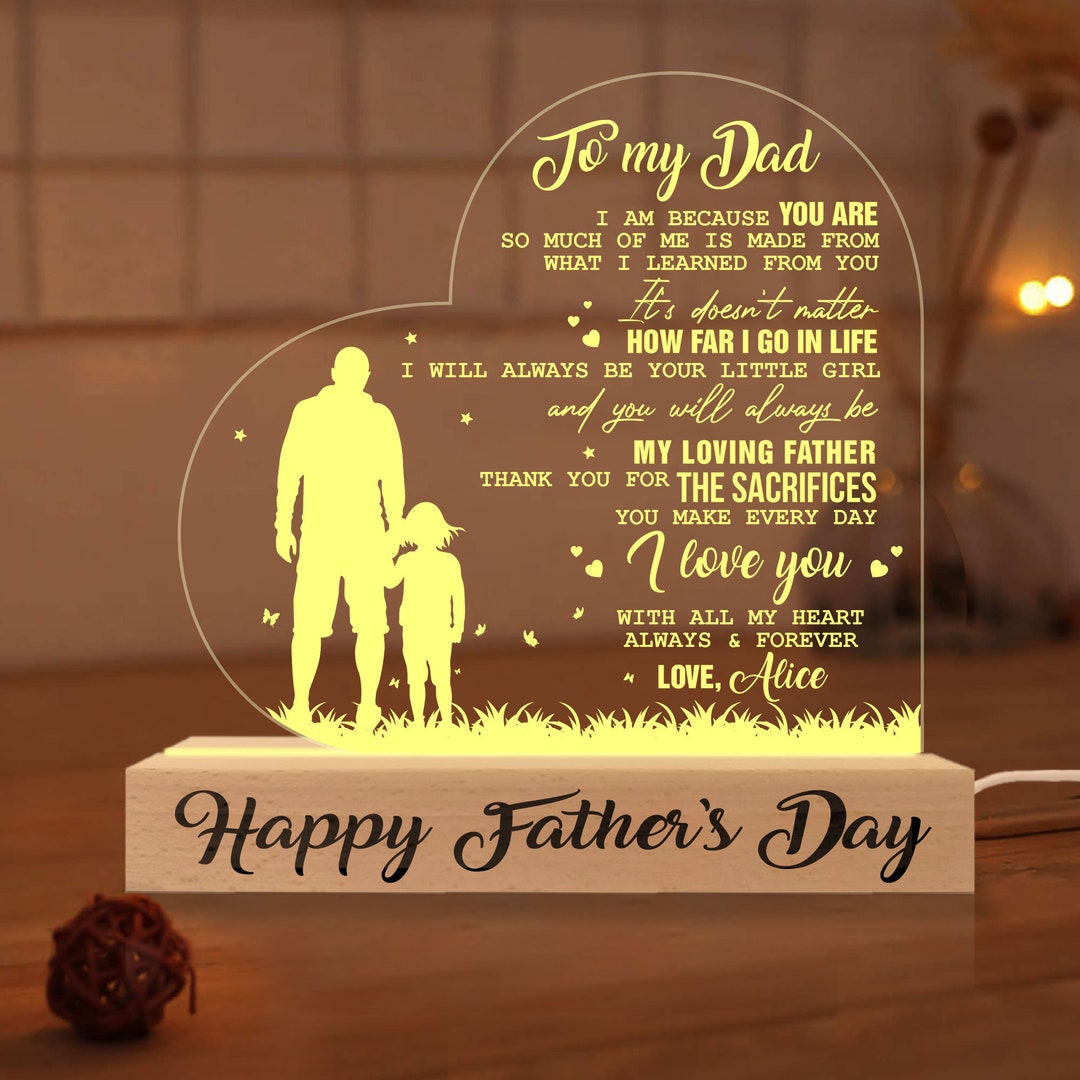 Personalized to My Dad Gift From Daughter 3D Illusion Lamp Wooden Base ...