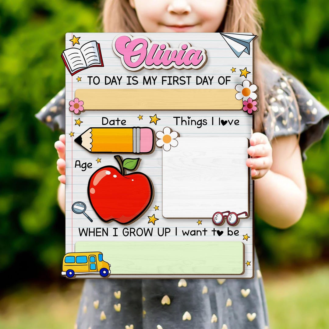 Reusable First and Last Day of School Sign: Personalized Wooden ...