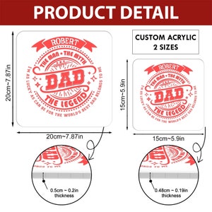 Personalized 3D Acrylic Night Light for Dad With Custom Name. Dad Myth ...