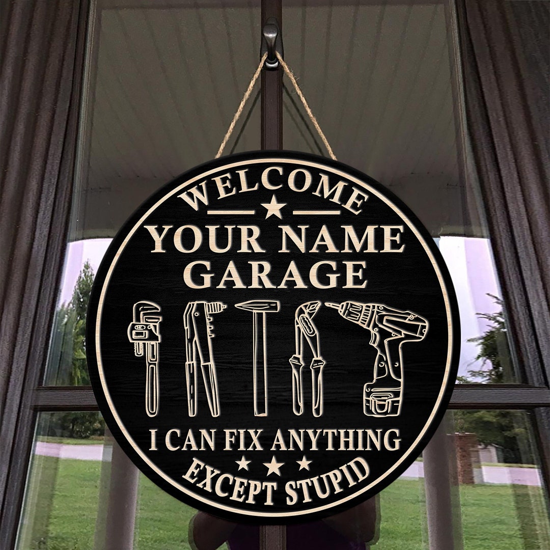 Customized Garage Name Wood Sign Indoor/outdoor - Funny Vintage Style I ...