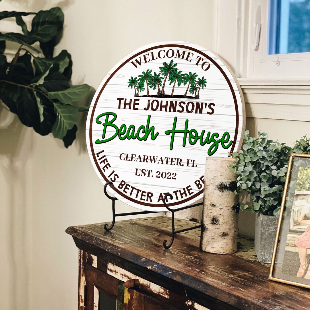 Custom Beach House Sign: Personalized Coastal Decor - Etsy