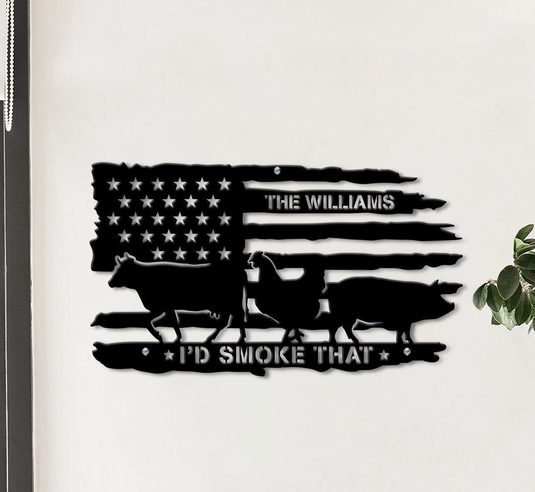 Personalized American BBQ Grill Name Metal Sign - Retro Wall Art Decor ...