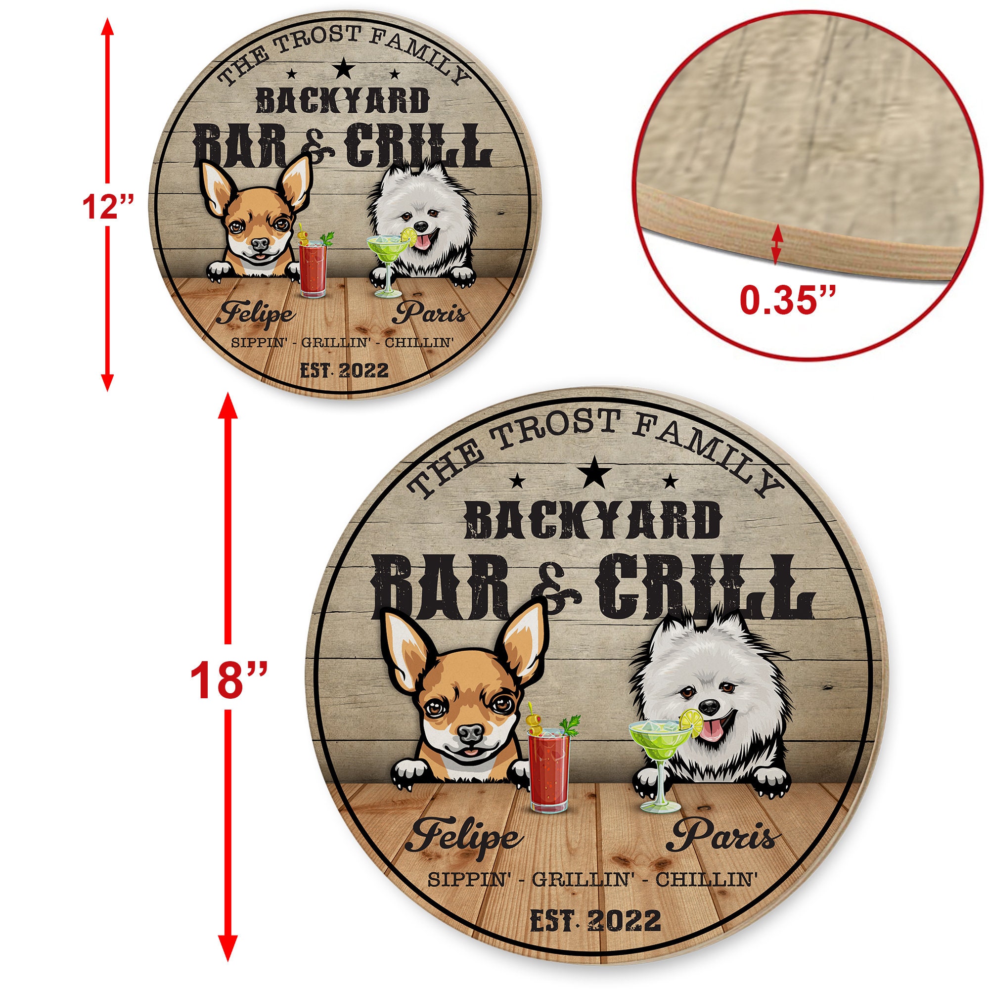 Personalized Dog Bar Sign Custom Name and Year Sippin - Etsy