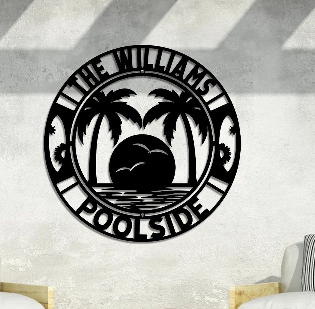 Personalized Metal Family Pool Sign for Outdoor. Wall Art Swimming ...