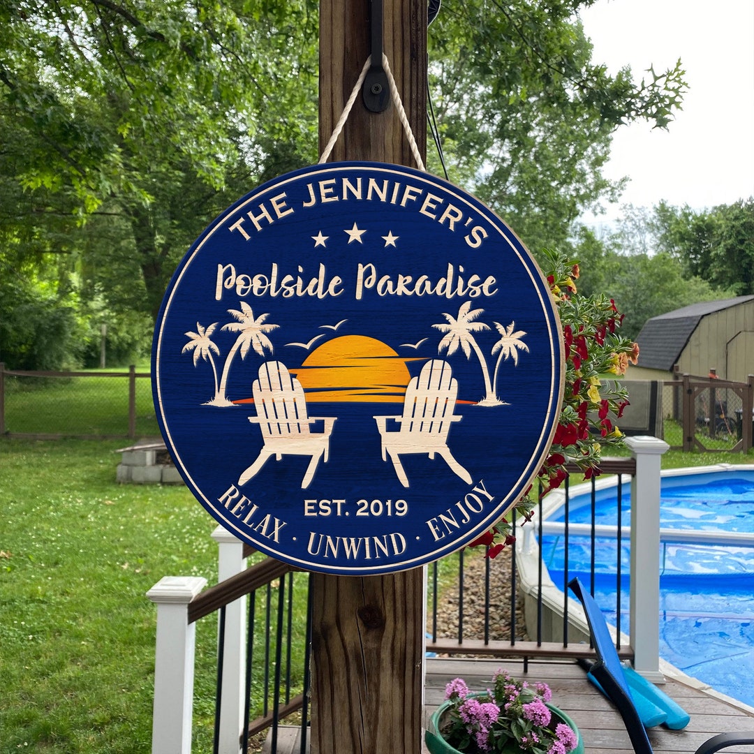 Personalized Funny Swimming Pool Zone Printed Sign for Backyard ...