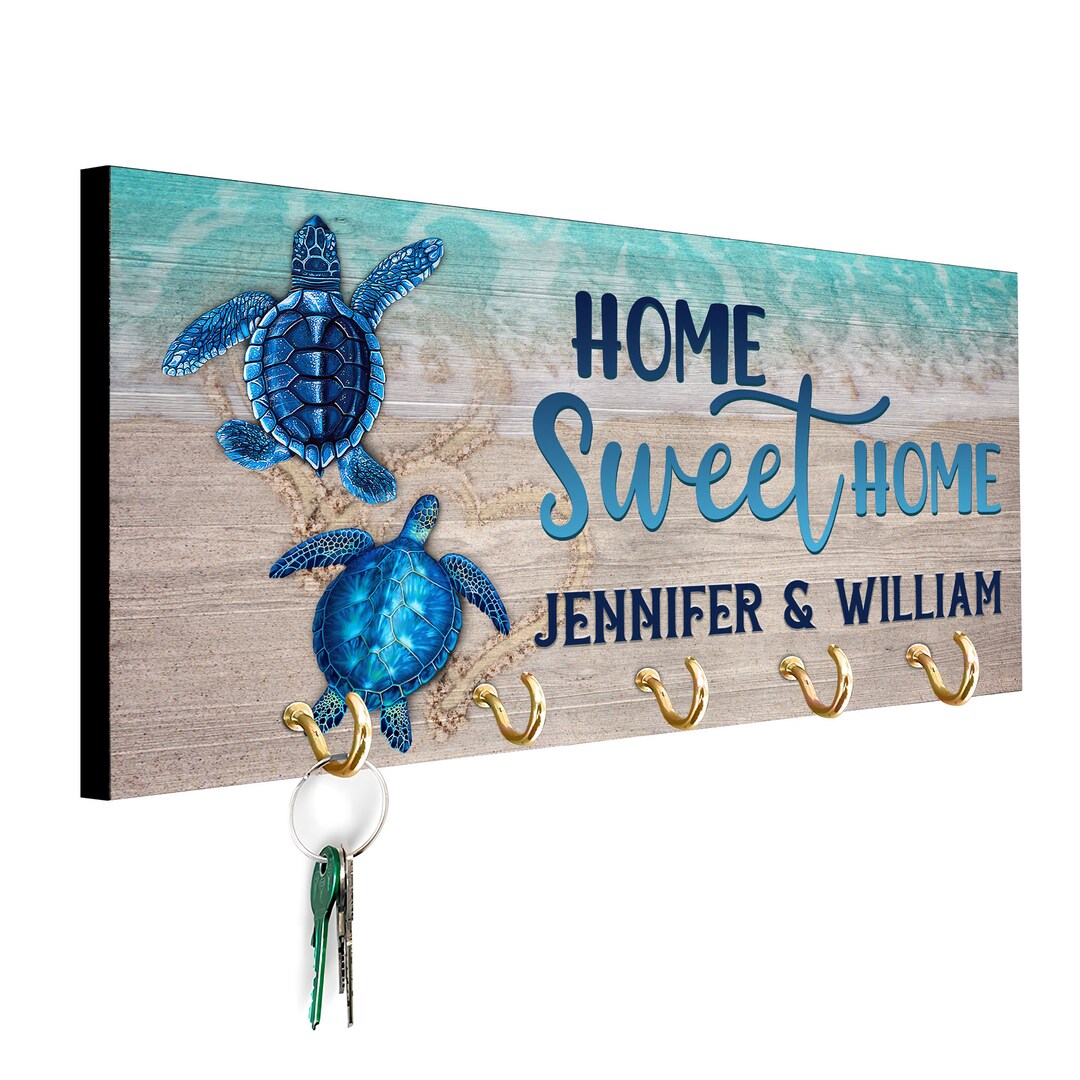 Personalized Beach House Key Holder for Wall - Home Sweet Home ...