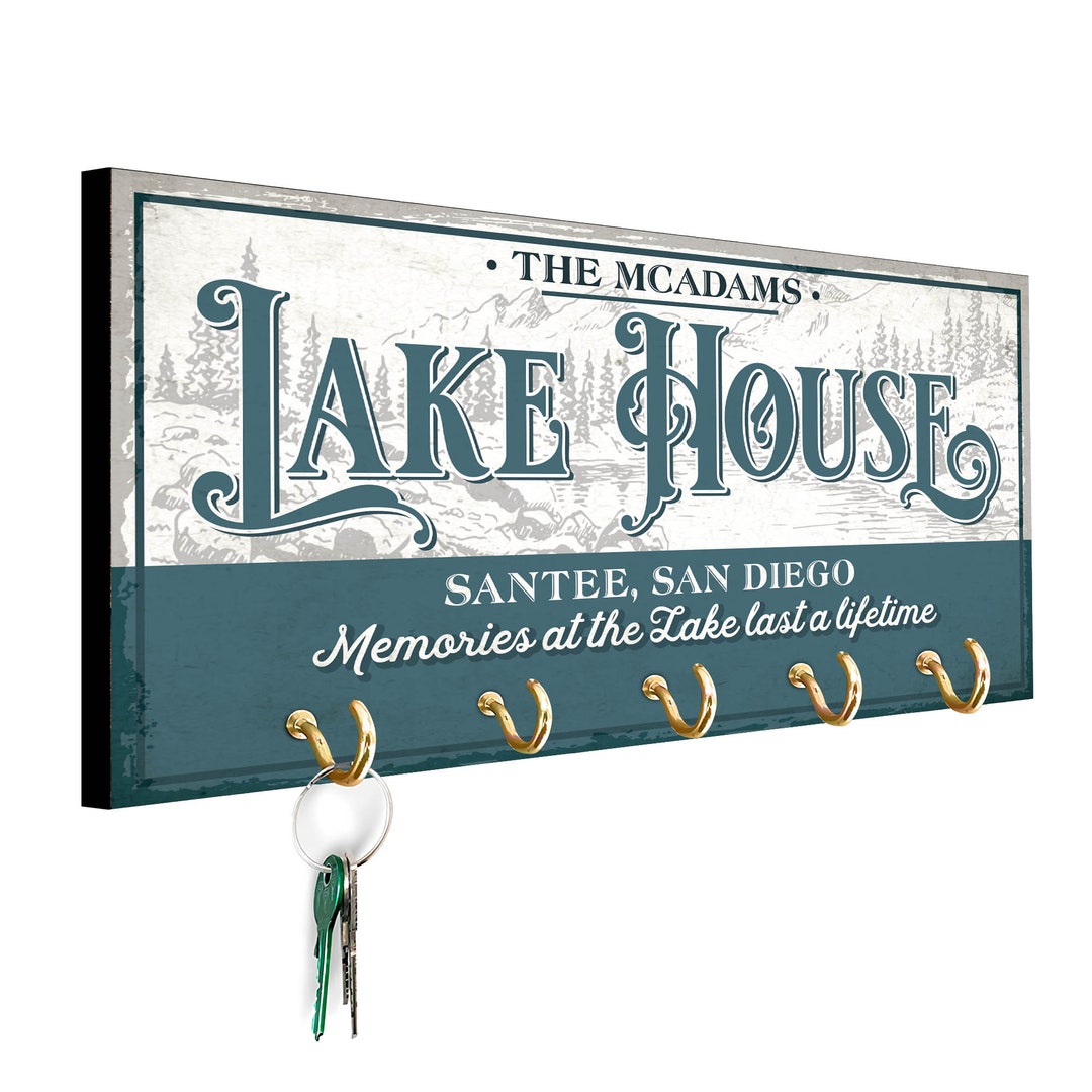 Personalized Lake House Key Holder, Lake Day Wooden Art, Personal ...