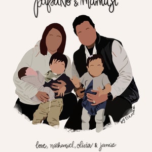 Custom Digital Faceless Group Portrait with Lettering | Etsy