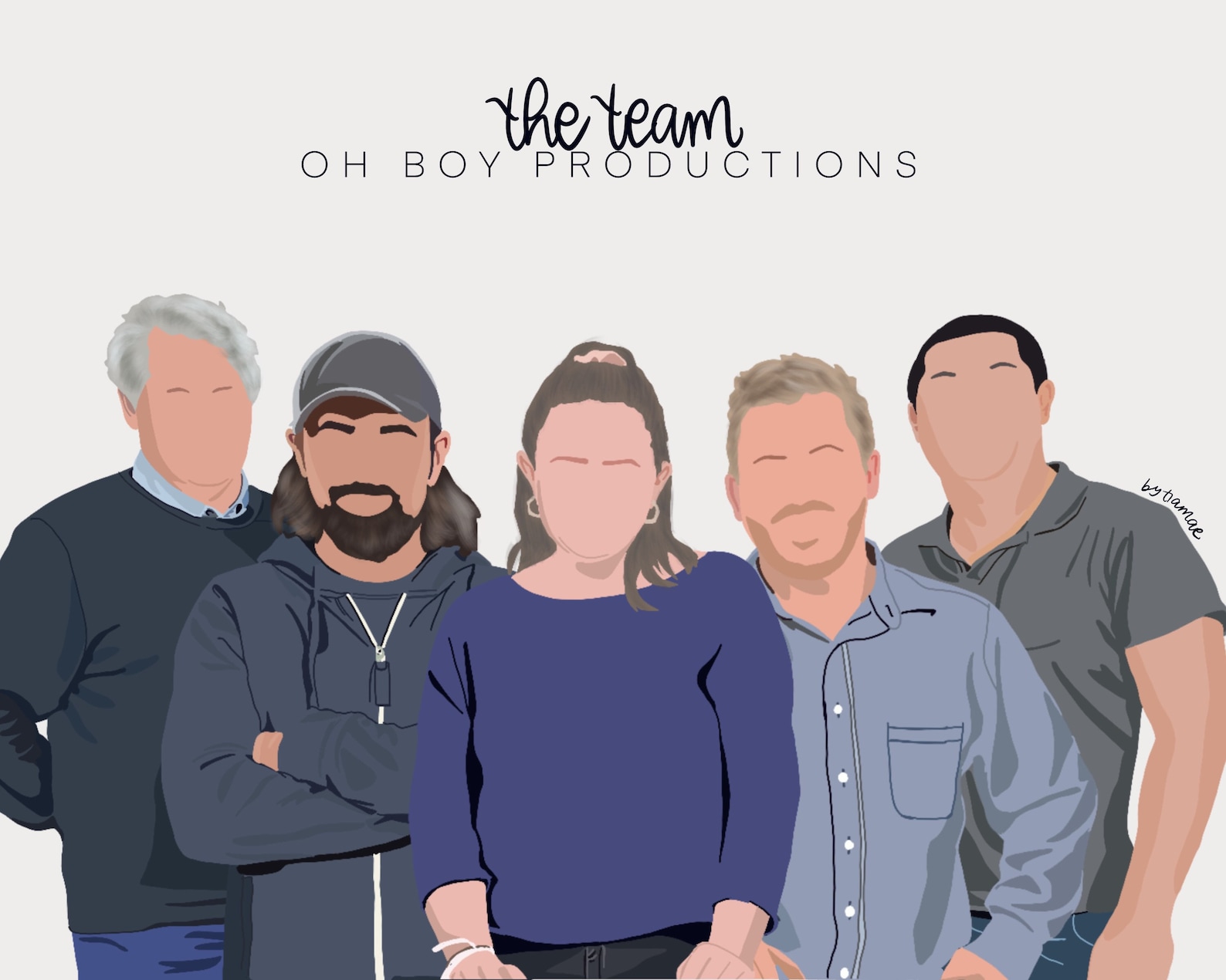 Custom Digital Faceless Group Portrait with Lettering | Etsy