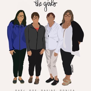 Custom Digital Faceless Group Portrait with Lettering | Etsy