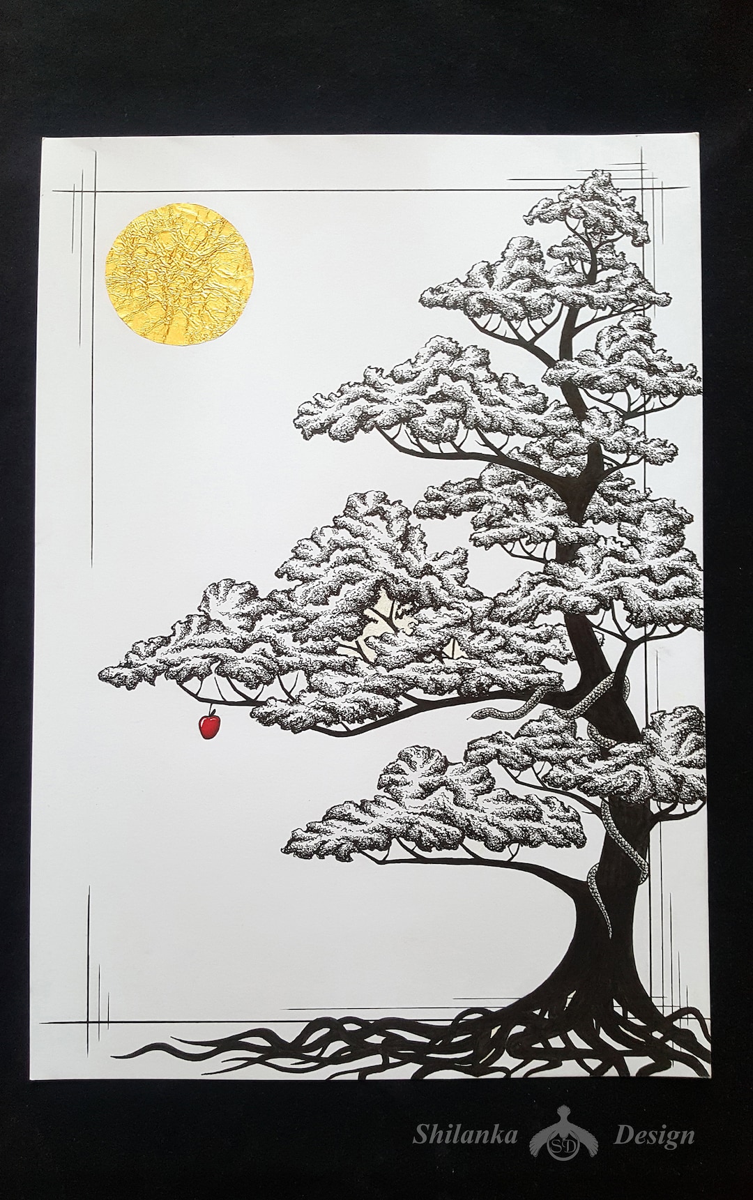 First Apple Tree Wall Decoration Original Hand-drawn A3 - Etsy