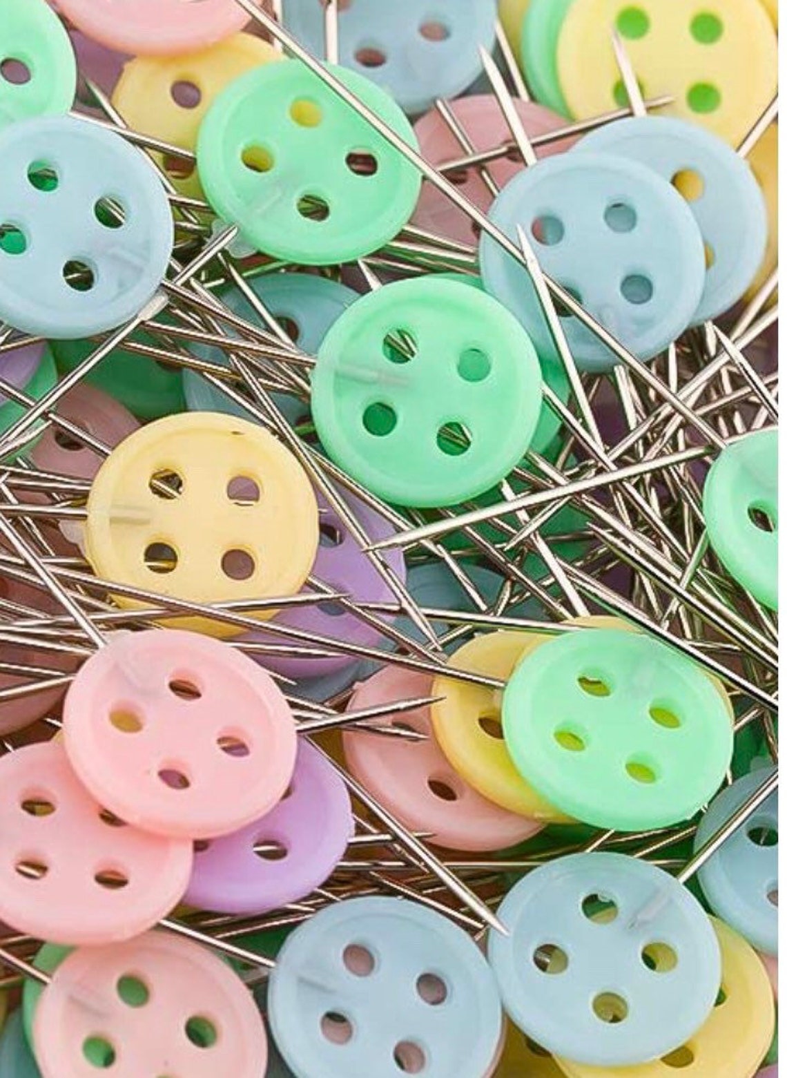 Sewing Pins Flat Button Head Pins Assorted Colours Cute | Etsy