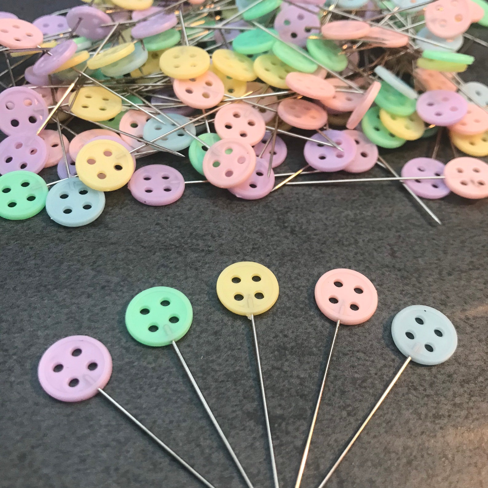 Sewing Pins Flat Button Head Pins Assorted Colours Cute - Etsy UK