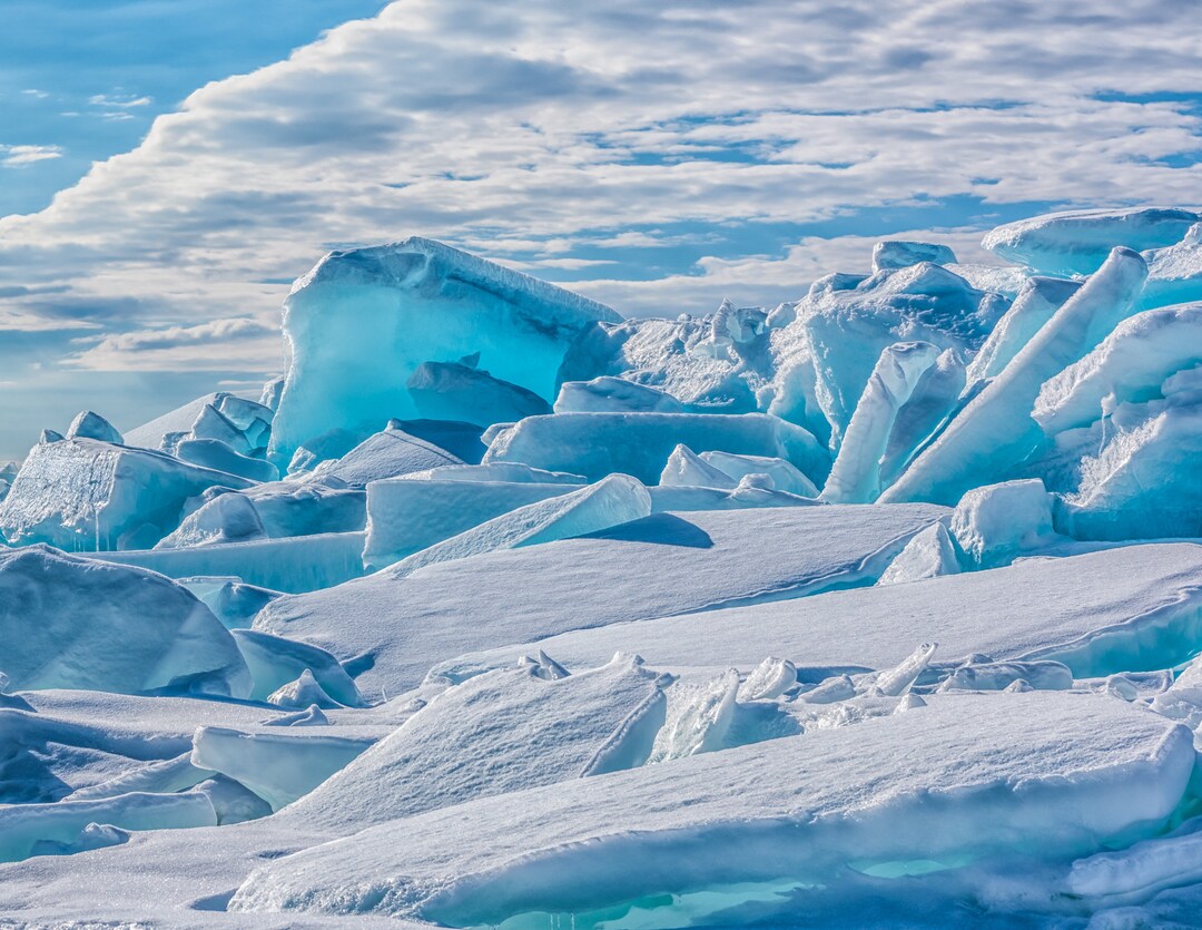 Aqua Ice Art, Great Lakes Print,blue Ice Print, Ice Metal Art "iced ...