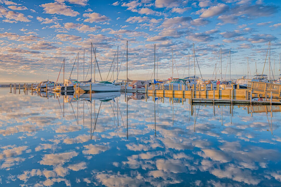 Dramatic Sunrise Reflection - Landscape Print, Sunrise Print, Boat ...