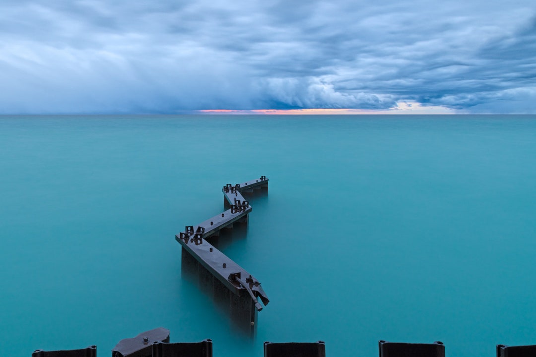 Minimalist Lake Michigan | Deep Blue Green Art | Frankfort Michigan ...