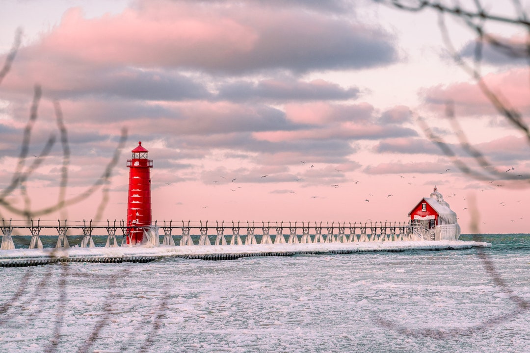 Grand Haven Lighthouses, Grand Haven Pier Print, Michigan Photography ...