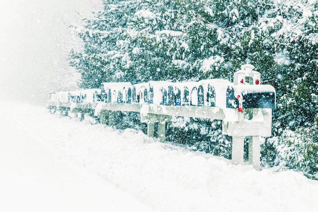 Mailbox, Mailboxes, Winter Snow Scene, Winter Metal Print, Snowfall Art ...