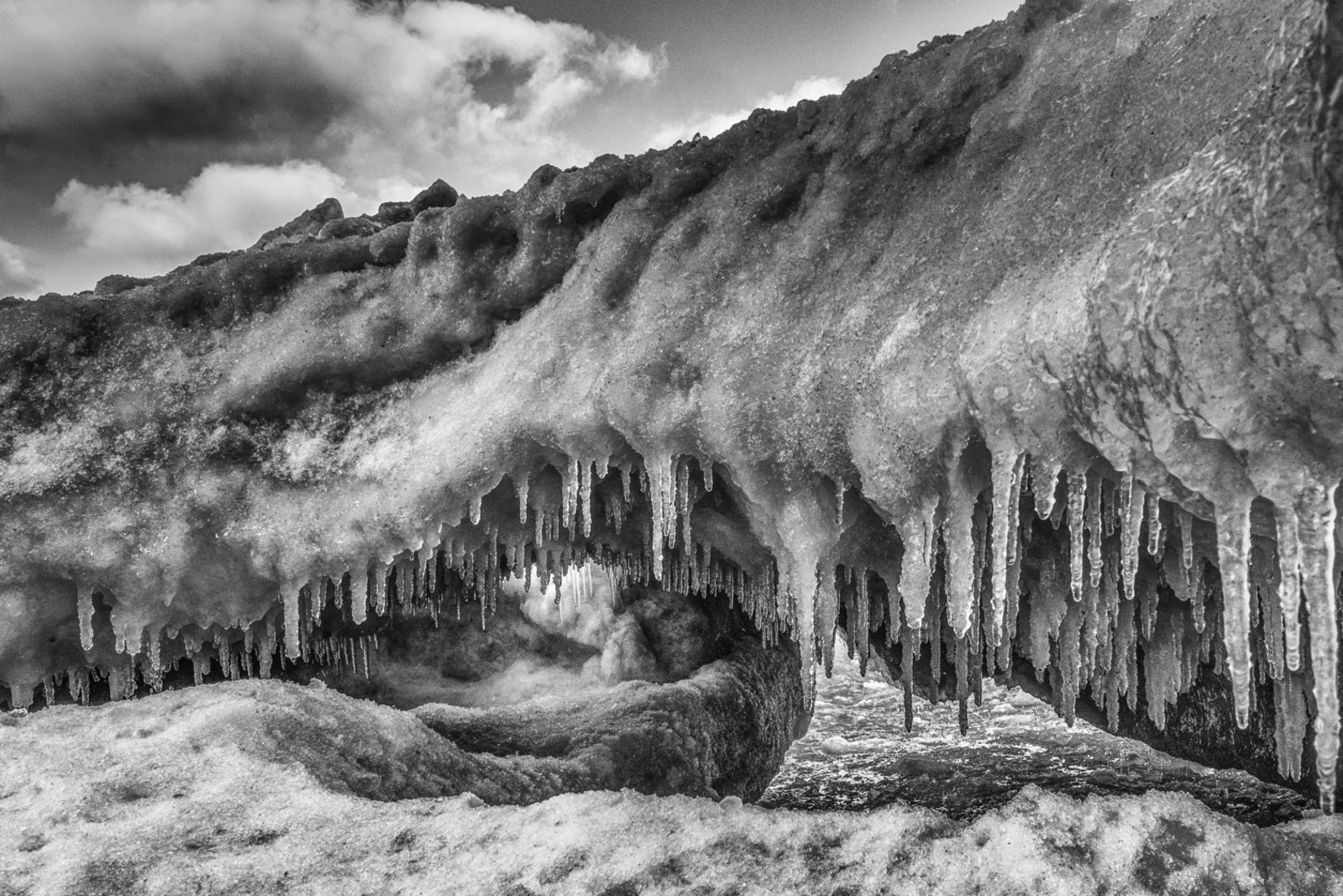 Ice print Black and White PhotoIcicle Photo Winter | Etsy