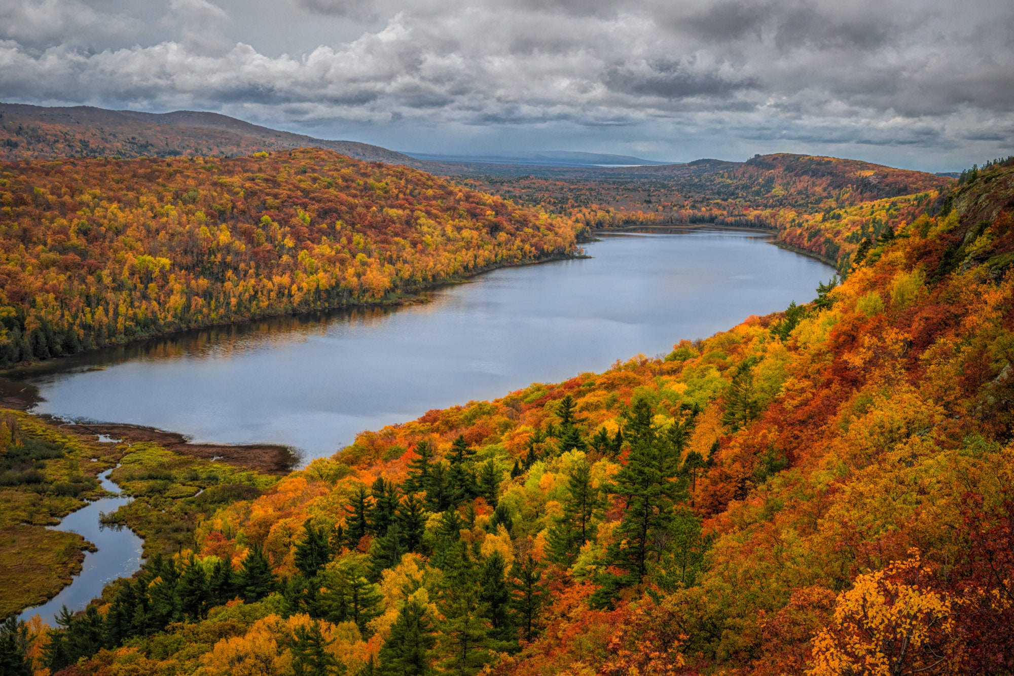 Lake of the Clouds, Porcupine Mountains, Fall Colors Print, Autumn Metal Art, Gold Leaves ...