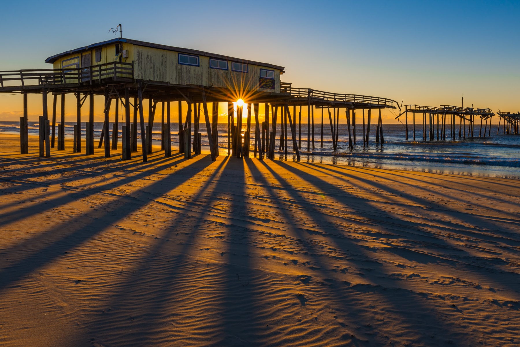 Frisco Pier Art, OBX Pier Print, Shadows Beach, Large Wall Art, "frisco ...